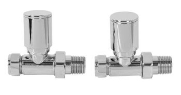 Chrome Straight Towel Radiator Valve 15mm X ½" 2 PACK - BFTWVSLP-15