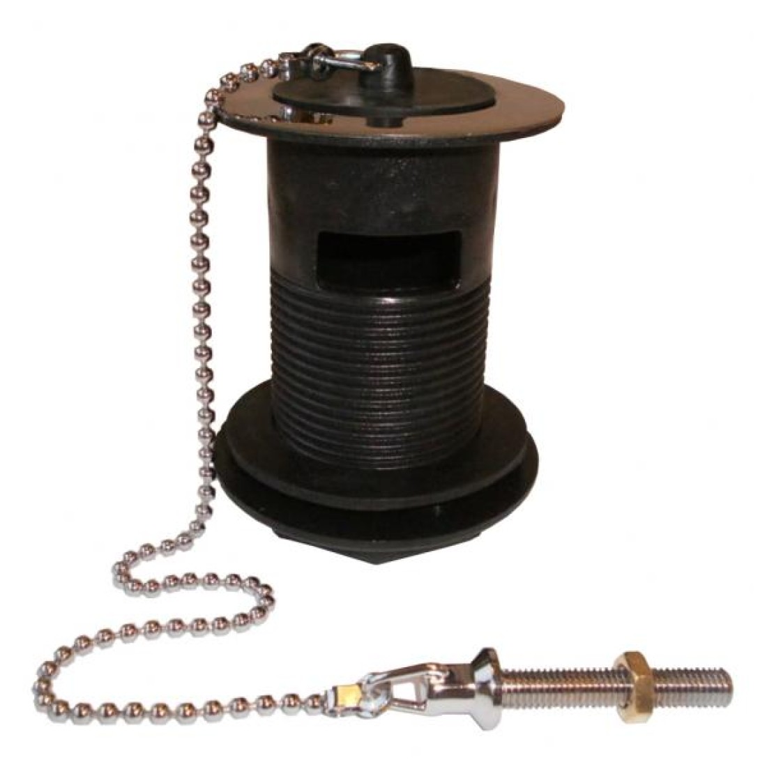 Basin waste S/S plastic 1 1/4" slotted with plug chain and stay - 82075012