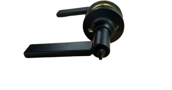Black Flat Bar Privacy Handle Set 25mm Tube Latch - W5176