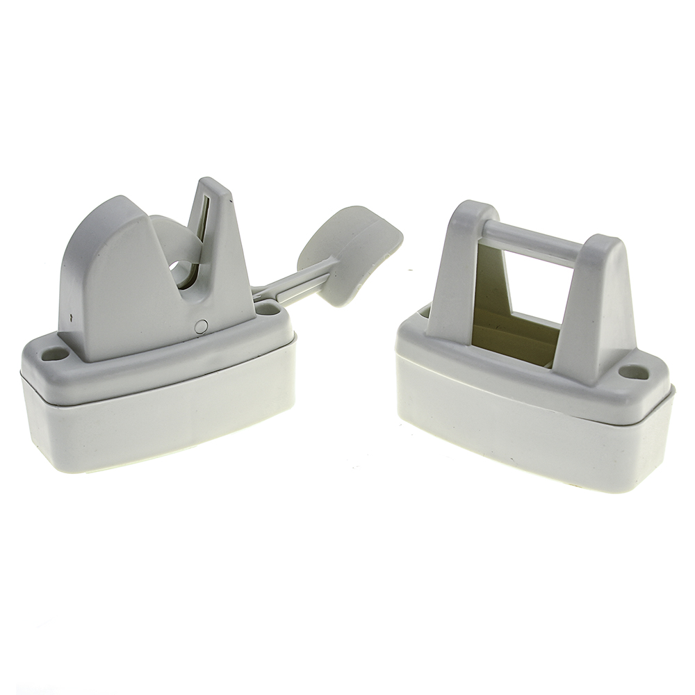 Lever Trigger Release Catch Door Retainer (Flipper) White C/W Spacers ...
