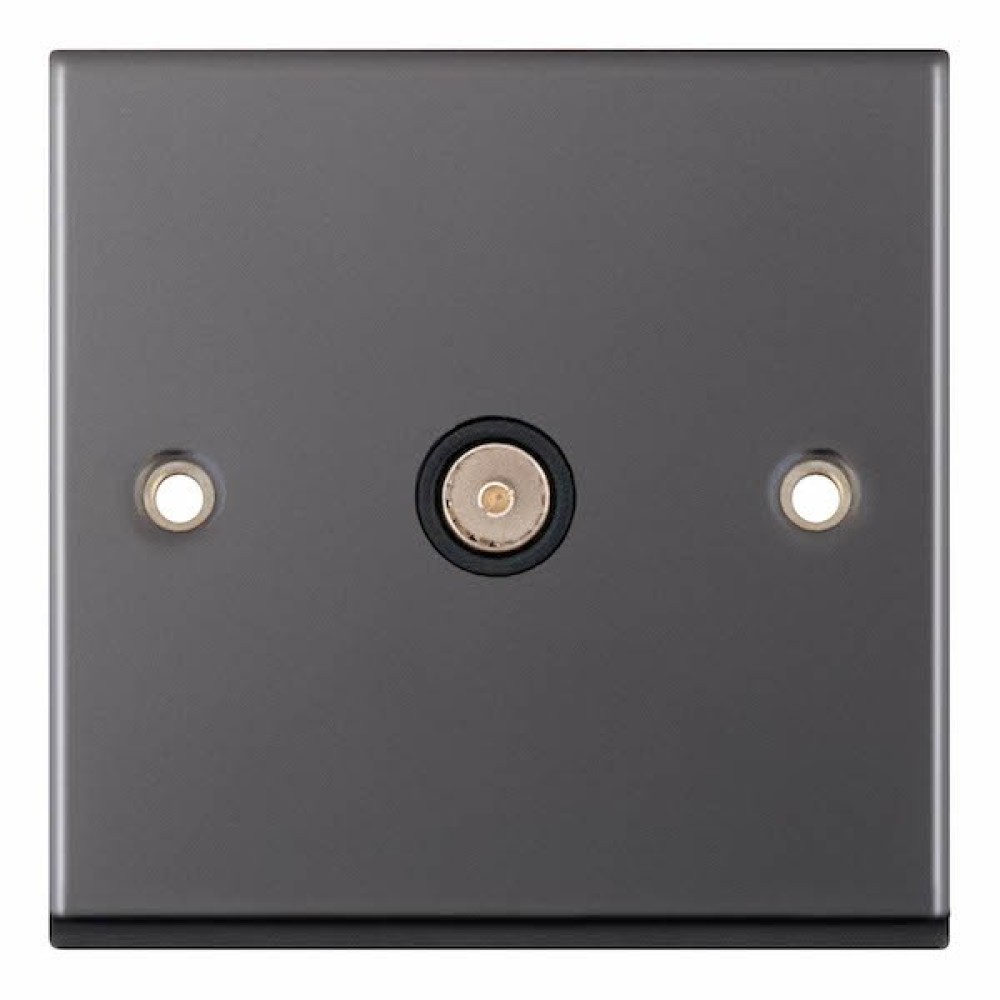 Black Nickel & Black Insert 1 Gang TV/FM Co-Axial Aerial Socket Outlet ...