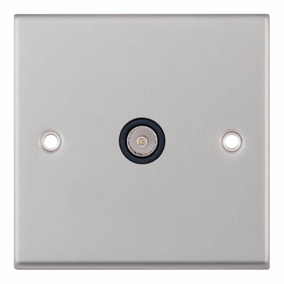 Satin Chrome & Black Insert 1 Gang TV/FM Co-Axial Aerial Socket Outlet ...