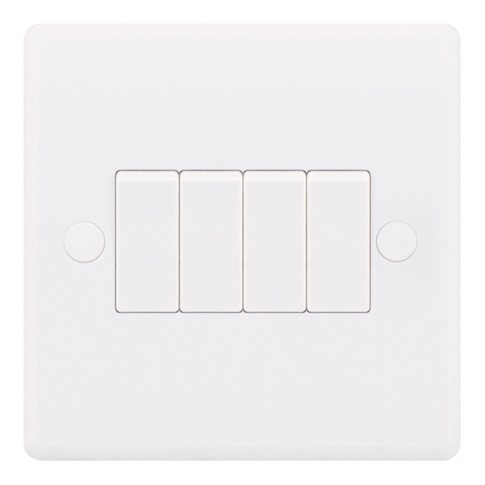 Smooth 4 Gang 10A 2 Way Switch (1 Gang Plate) - SSL577