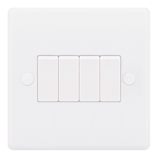 Smooth 4 Gang 10A 2 Way Switch (1 Gang Plate) - SSL577